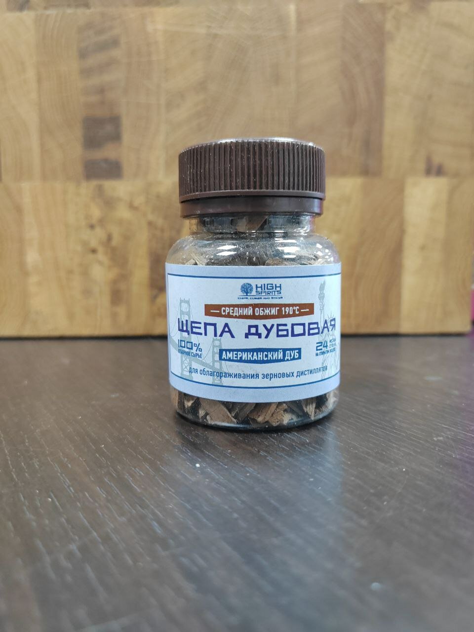 Дубовая щепа HIGH SPIRITS американский дуб, средний обжиг, 30 гр, 1 шт.
