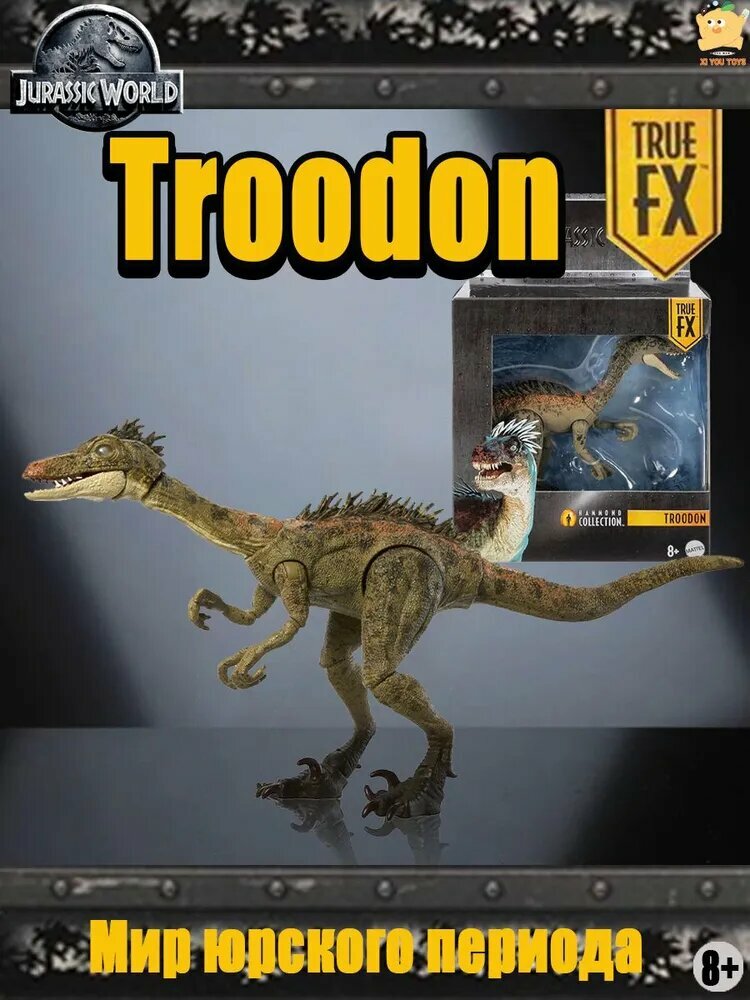Mattel Jurassic World Hammond Collection Troodon / Игрушечная Фигурка Динозавра Со Стеклянными Глазами В Стиле Фильма Премиум-класса И 14 Точками Сочленения, Подходит Для Детей В Возрасте От 8 Лет