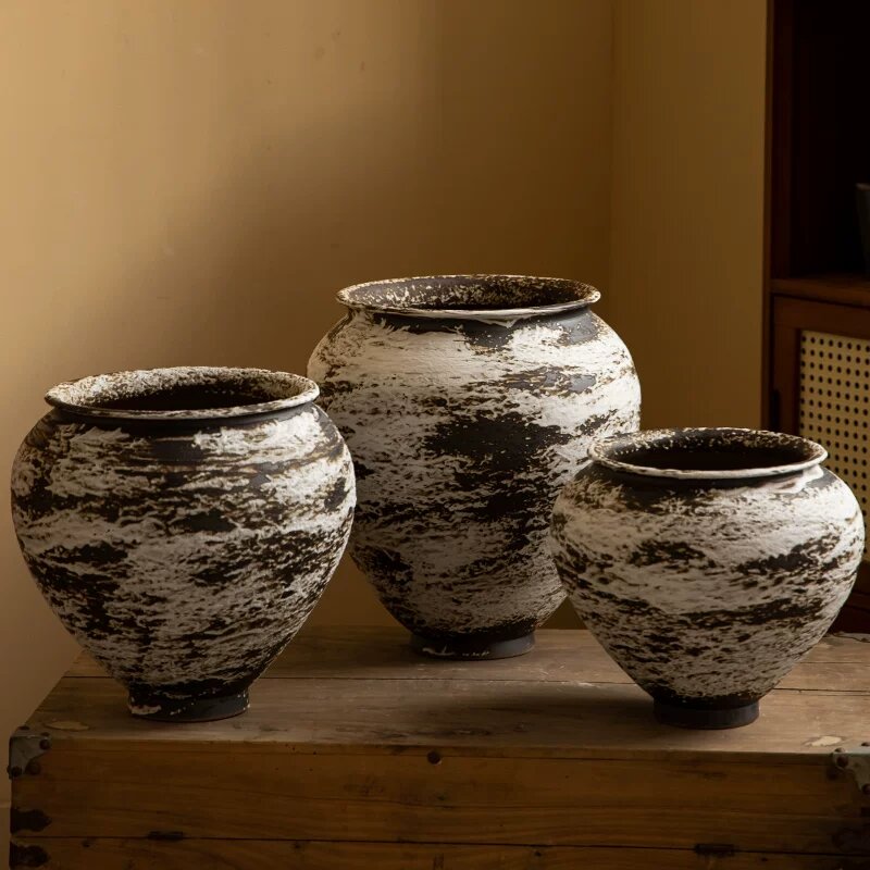 Винтажный керамический цветочный горшок в японском стиле, деревенская керамика, для декора дома, цветочница, модель для