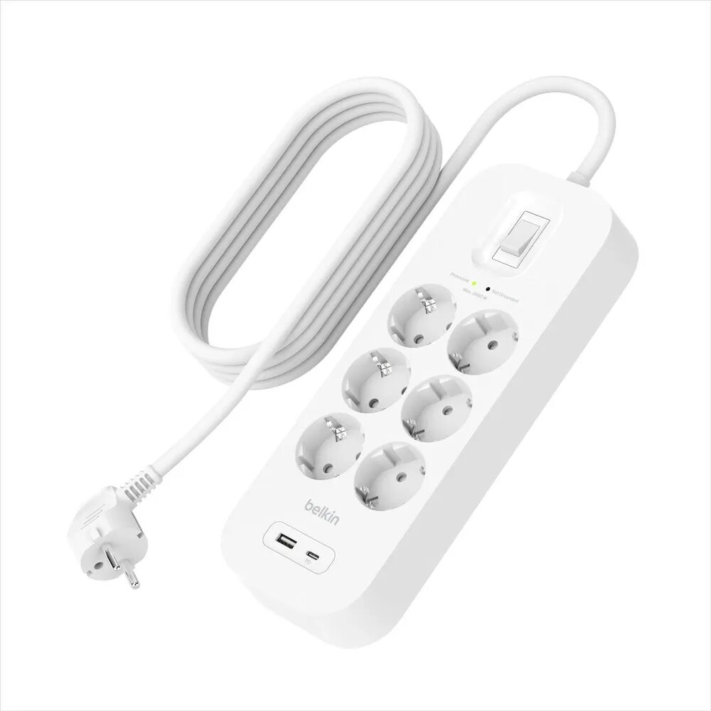 Belkin SRB002VF2M Usb-C-Usb-A 6x розетка с защитой от тока 2 метра