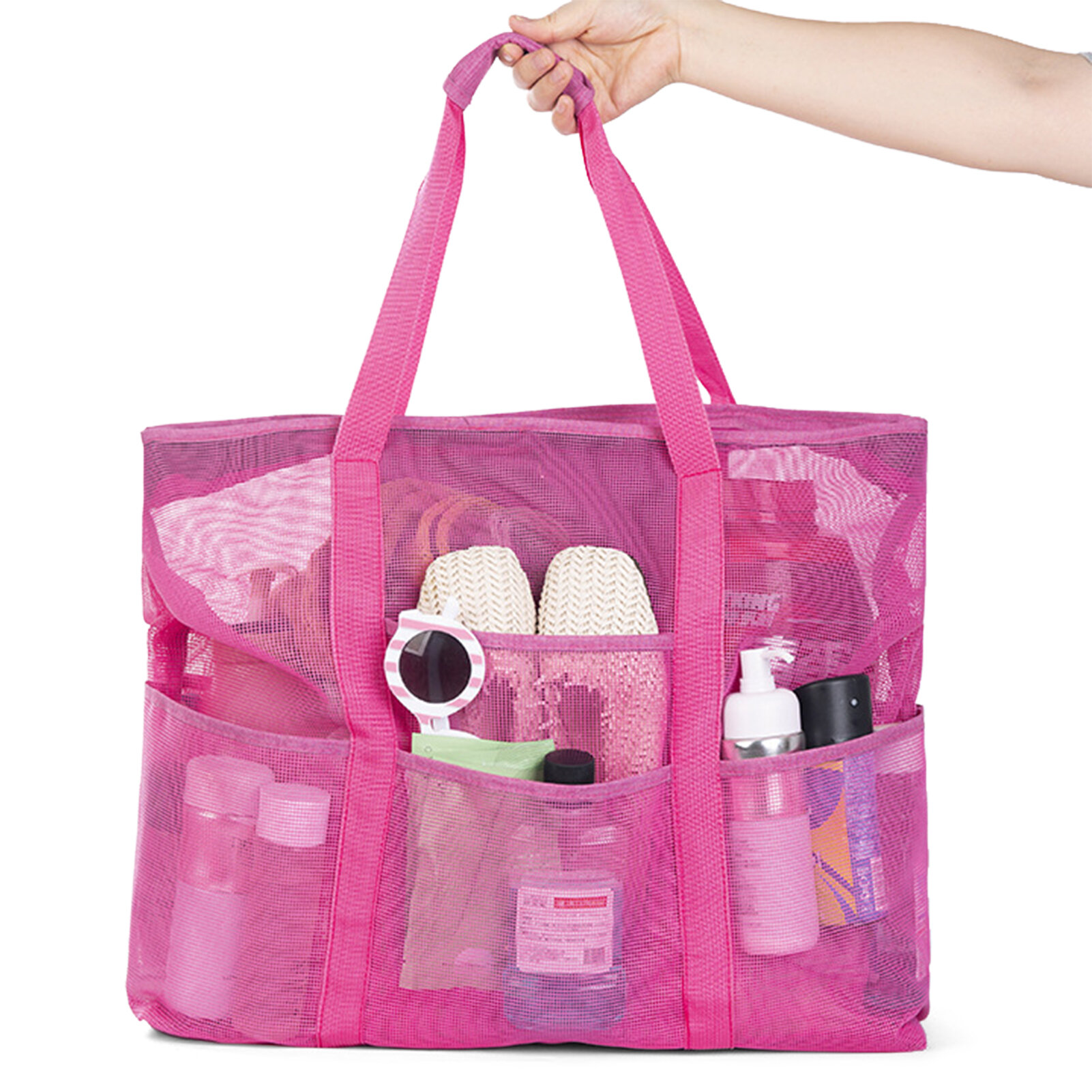 Сетчатая пляжная сумка, большая сумка для душа, подвесная косметичка, сумка для общежития колледжа, портативная сумка для стирки, косметичка с быстрой сушкой, органайзер для душа для пляжа, бассейна, поездок, кемпинга, шопинга и путешествий.