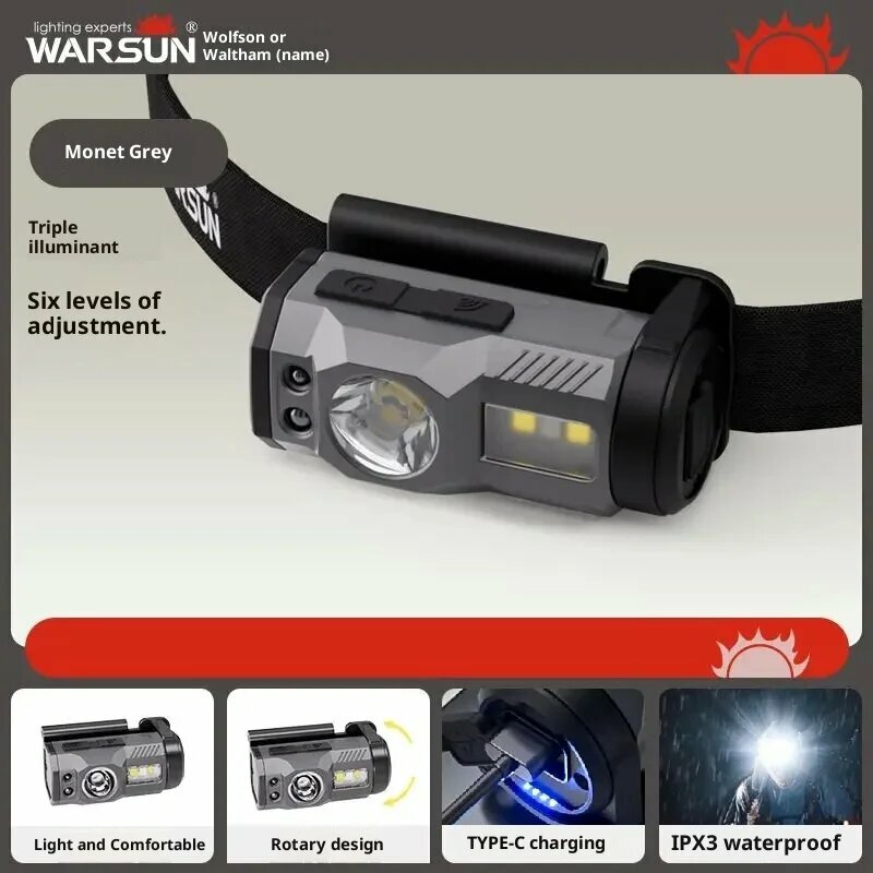 Налобный фонарь Mijia Warsun перезаряжаемый Single light-Gray