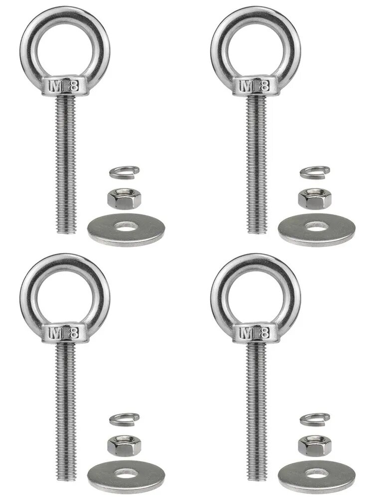 Рым-болт м8 нержавейка сталь, м8x50 мм длинный Рым болт и гайки, 4 шт