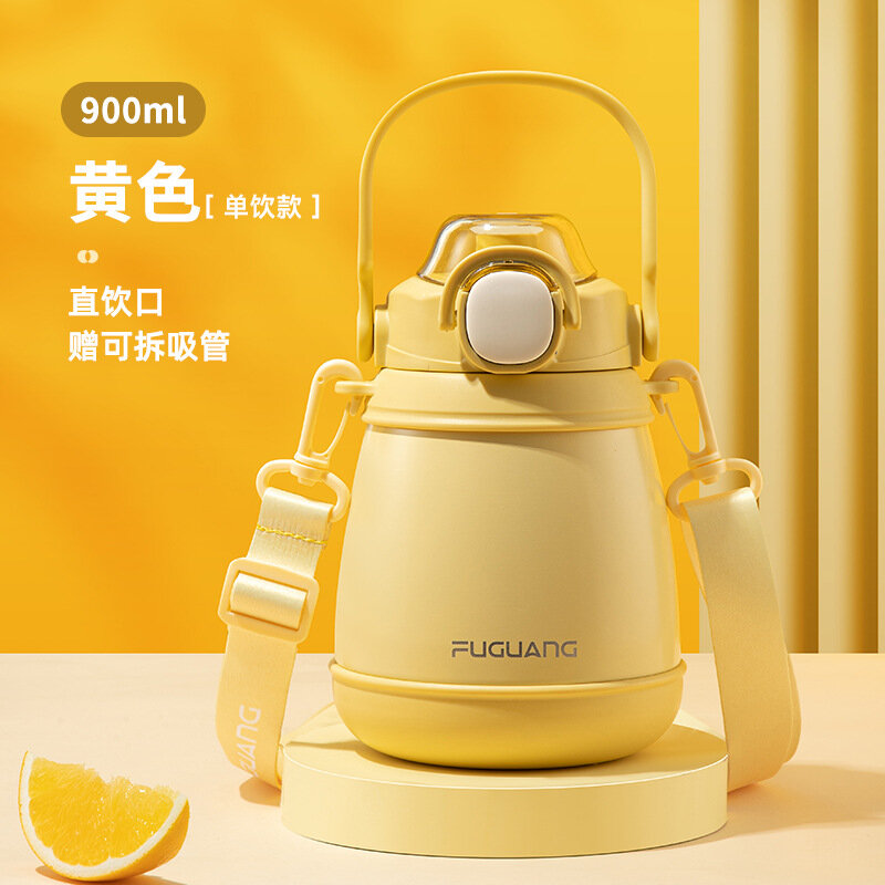 Большая кружка Fuguang с изолированным корпусом из нержавеющей стали 316L, с откидной крышкой и трубочкой, портативная бутылка для воды, оптовая кастомизация