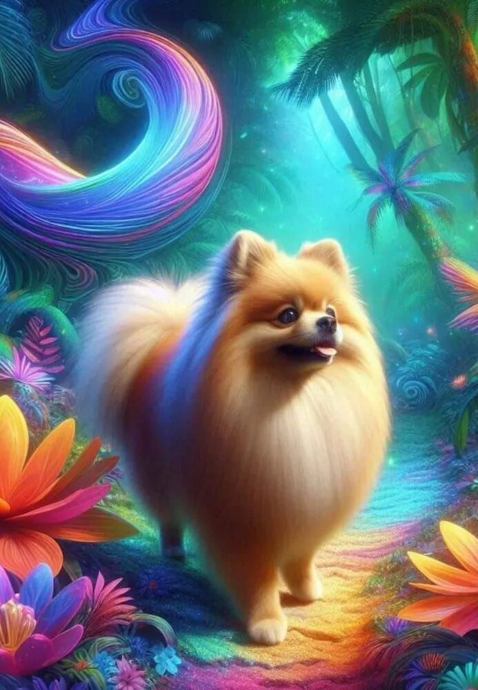 Алмазная Мозаика "Померанский Шпиц" 40x50 См Алмазная Вышивка / Картина Стразами Подарков / Украшения