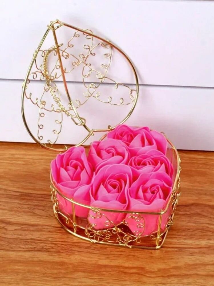 Букет из мыльных роз , розовые розы 6 шт, Цветы из мыла в подарок на день Рождения, маме, жене, дочке, любимой.