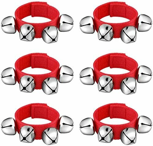 6 штук рождественских браслетов с колокольчиками, музыкальные колокольчики для щиколоток, инструменты перкуссии и ритма вечеринок