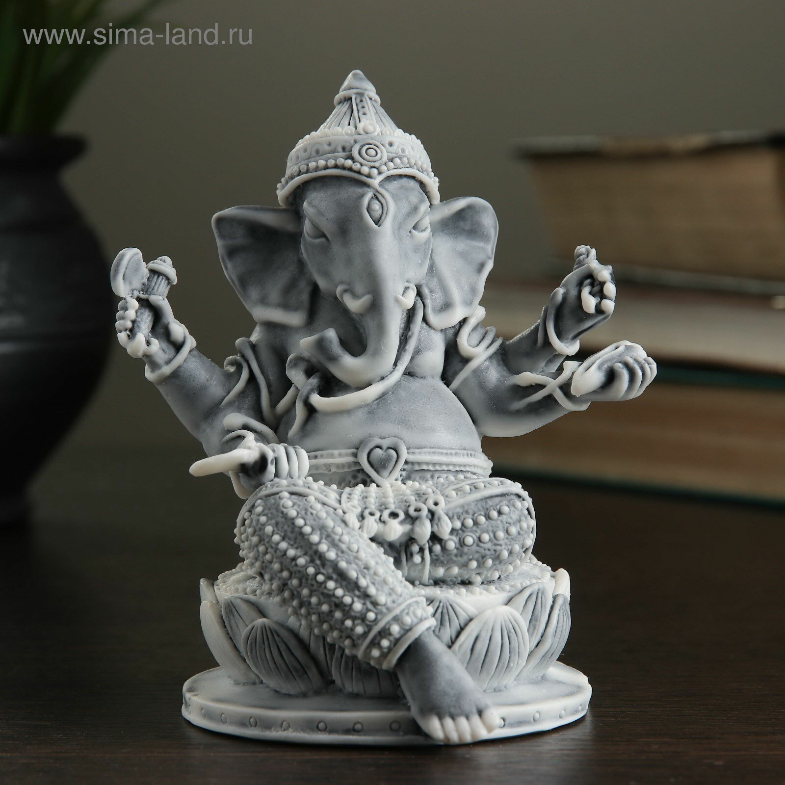 Фигурка "Ганеша на лотосе", мраморная крошка, 10.5 см, форма фигуры: ганеша