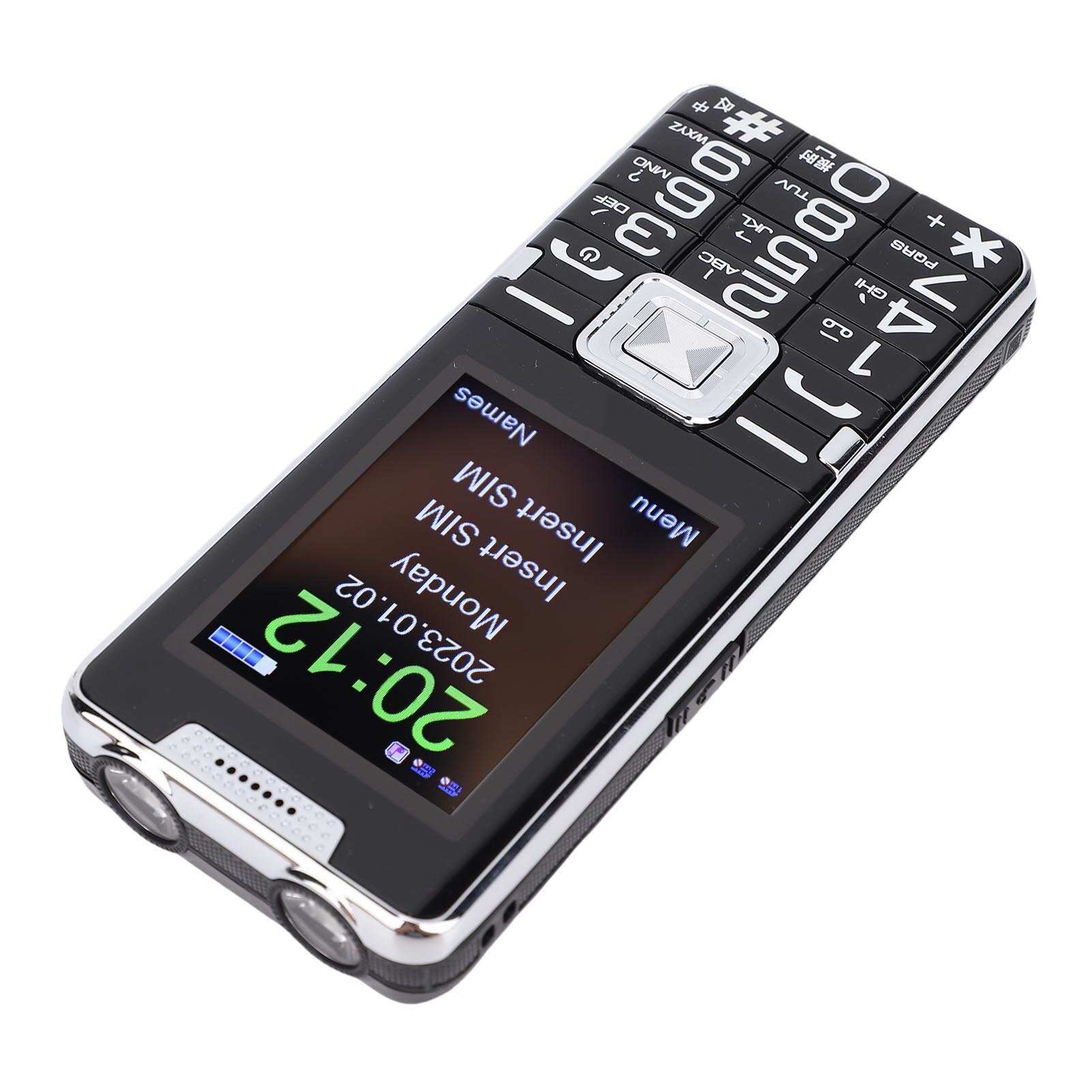 Мобильный телефон для пожилых нелокированный 2G GSM с большими кнопками, экраном 2.4 дюйма, батареей 5500mAh, громким динамиком, MP3 MP4 плеером, поддержкой двух SIM-карт и памяти до 16GB, адаптером US Plug, модель G6