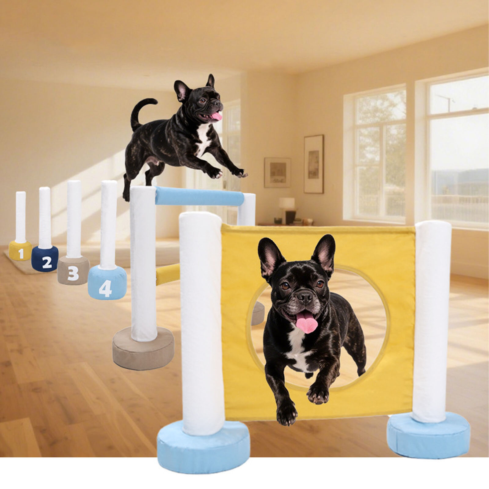 3 в 1 набор оборудования для тренировки ловкости щенка, легко разбираемый портативный стартовый набор для тренировки собак на полосе препятствий для использования в помещении и на открытом воздухе