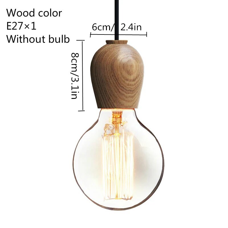 Деревянные подвесные светильники E27 Wood Lamp