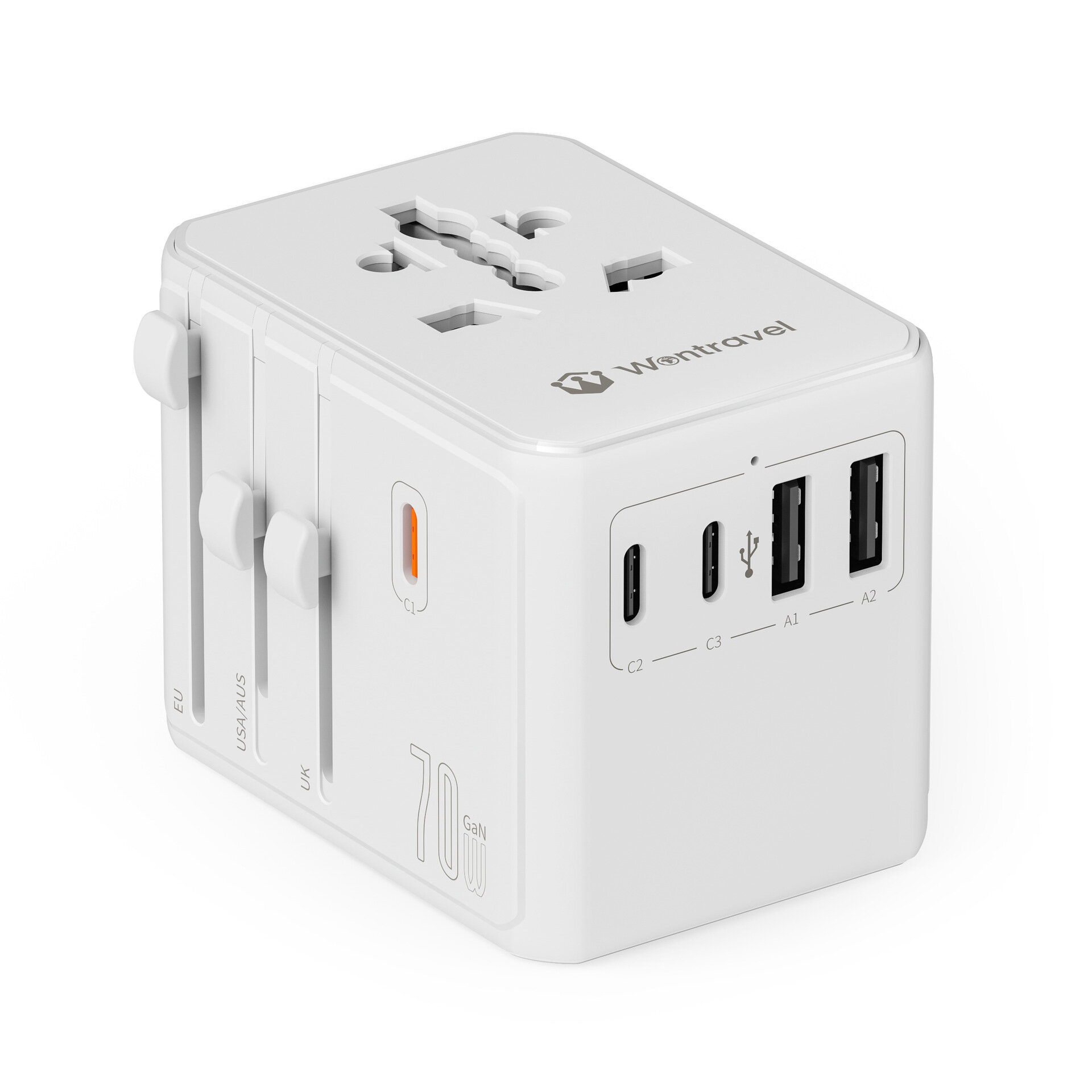 Заводская оптовая продажа глобального адаптера питания 70 Вт, быстрая зарядка, глобальное зарядное устройство для путешествий, многофункциональная конверсионная розетка