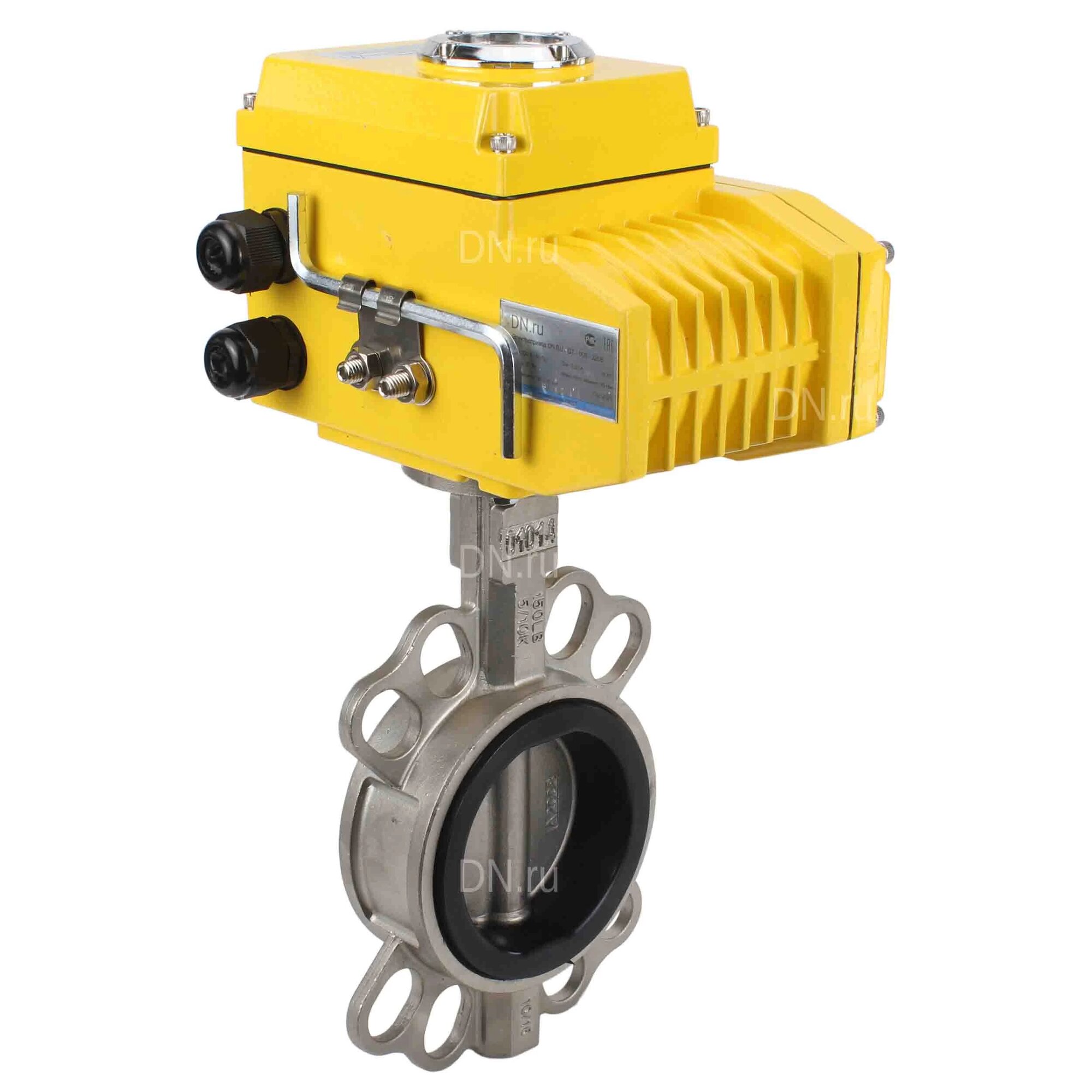 Затвор дисковый поворотный DN. ru 304-304-EPDM-2W-Fb-H Ду100 Ру16, нержавеющая сталь 304, уплотнение - EPDM, с четвертьоборотным электроприводом QT-80 220В