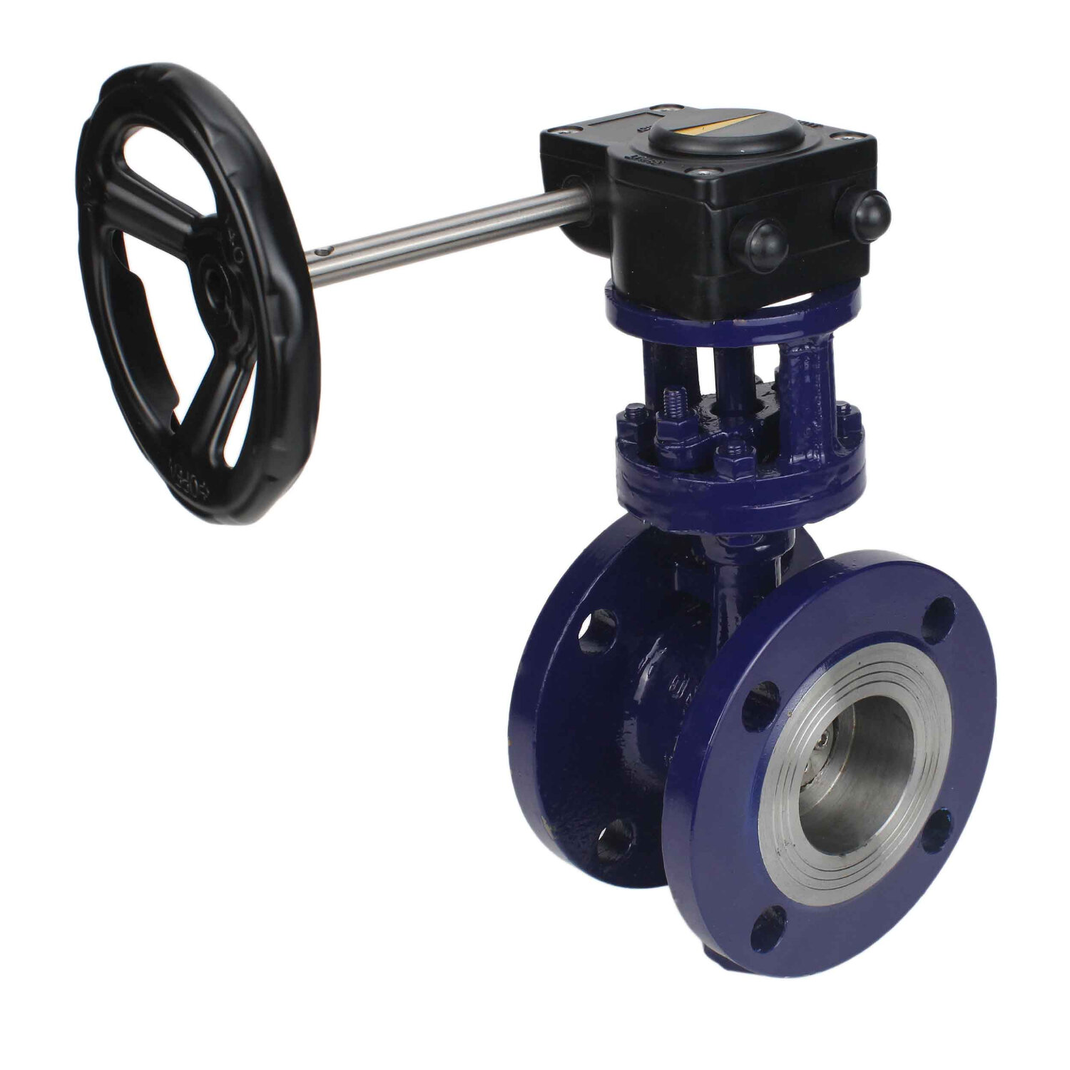 Затвор дисковый поворотный с тройным эксцентриситетом DN.ru WCB-304-M-F-ISO Ду50 Ру25 фланцевый, корпус - углеродистая сталь WCB, диск - нержавеющая сталь 304, уплотнение - METAL, с редуктором HAM-1