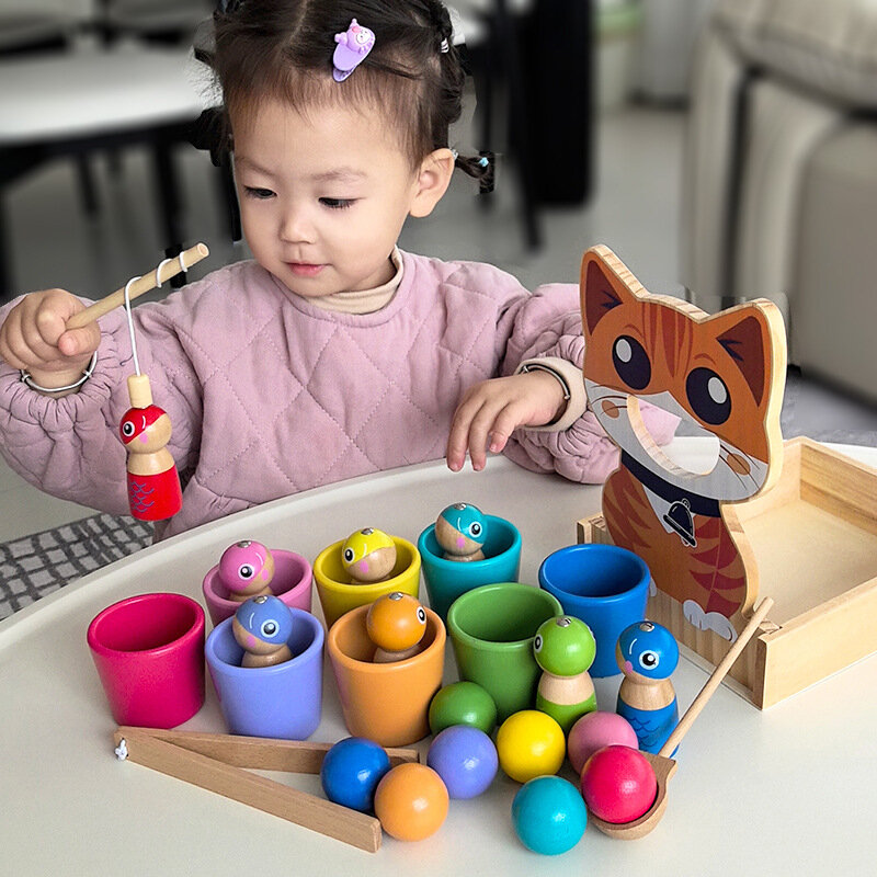 Международная детская развивающая игрушка Монтессори с шариками и чашечками для раннего обучения, предназначенная для распознавания цветов, сопоставления, сортировки и игр с едой.