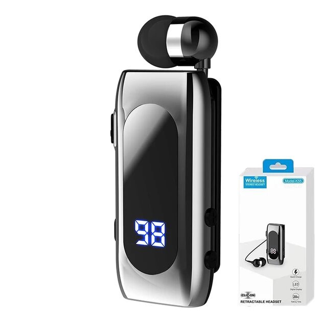 Беспроводные петличные наушники K55 Business Bluetooth 5.2, 20 часов работы в режиме разговора/воспроизведения музыки, светодиодный цифровой дисплей, шумоподавление.