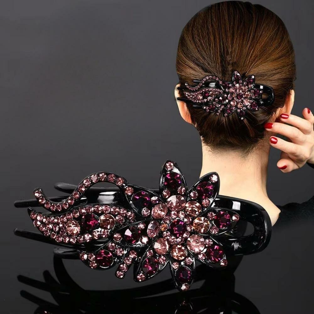 Зажим для волос краб со стразами, крепкий объемный зажим для пучка и укладки