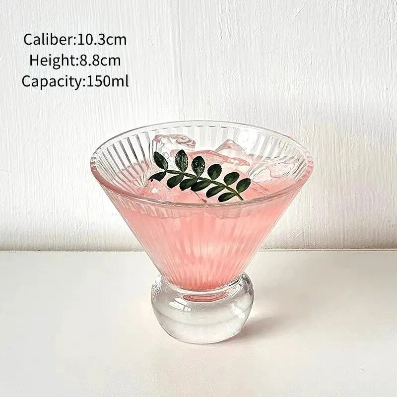 Бокалы Для Мартини в японском стиле, бокалы для коктейлей с короткими ножками и бусинами, тонкие бокалы для шампанского, прозрачные бокалы для вина, бокалы