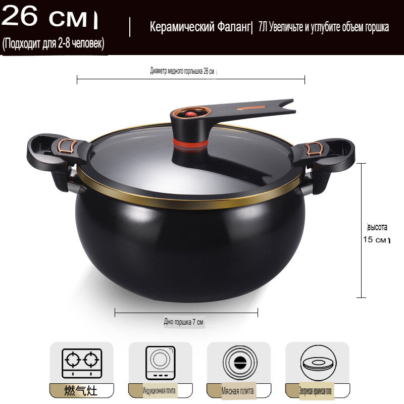 Керамическая эмалированная посуда для тушения под давлением с защитой от пригорания