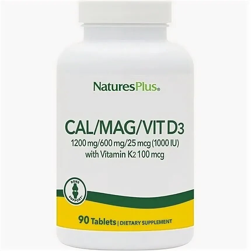 Natures Plus Cal/Mag/Vit D3/Vit K2 (90 таб) Комплекс минералов и витаминов