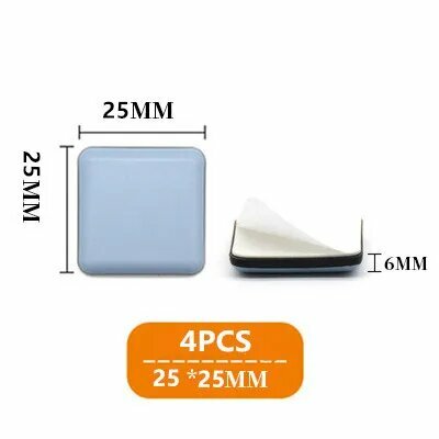 Самоклеящиеся подпятники для мебели, 25x25 мм, 4 шт, Square