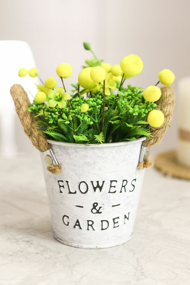 Искусственный цветок в горшке образ мимозы с полевыми растениями, 19 см, Due Esse Christmas XAE22000041-2