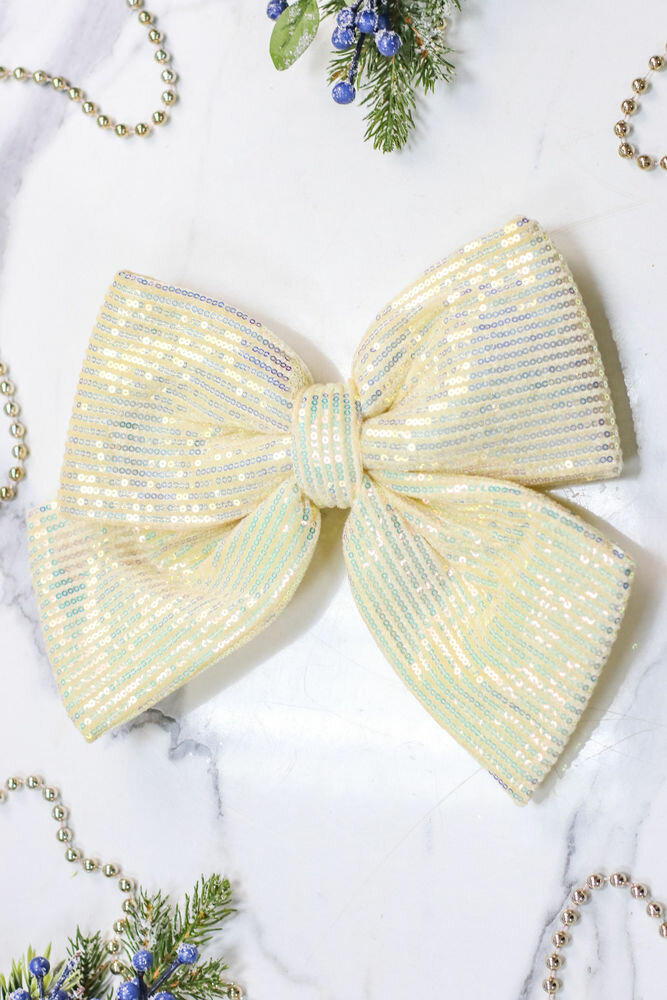 Декоративный бант элеанор, полиэстер, пайетки, шампань, 30х26 см, Koopman International CAA810810-1