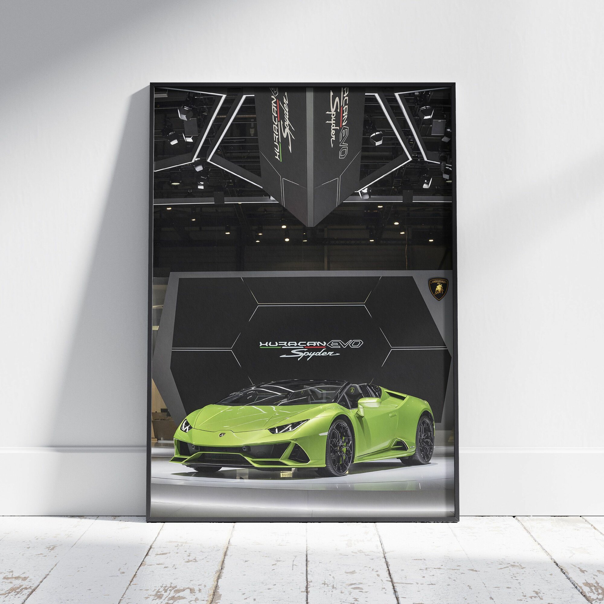 Плакат на стену для интерьера Кабриолет (Lamborghini Huracan Evo RWD Spyder 5) - Постер по машинам родстерам с открытым верхом формата А4 (21x30 см)