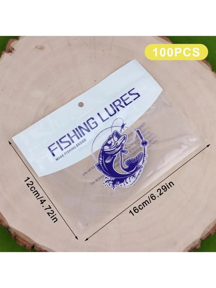 Пакет для упаковки приманки Luya, 100 шт, пластик, размеры 12см/4.72in x 16см/6.29in