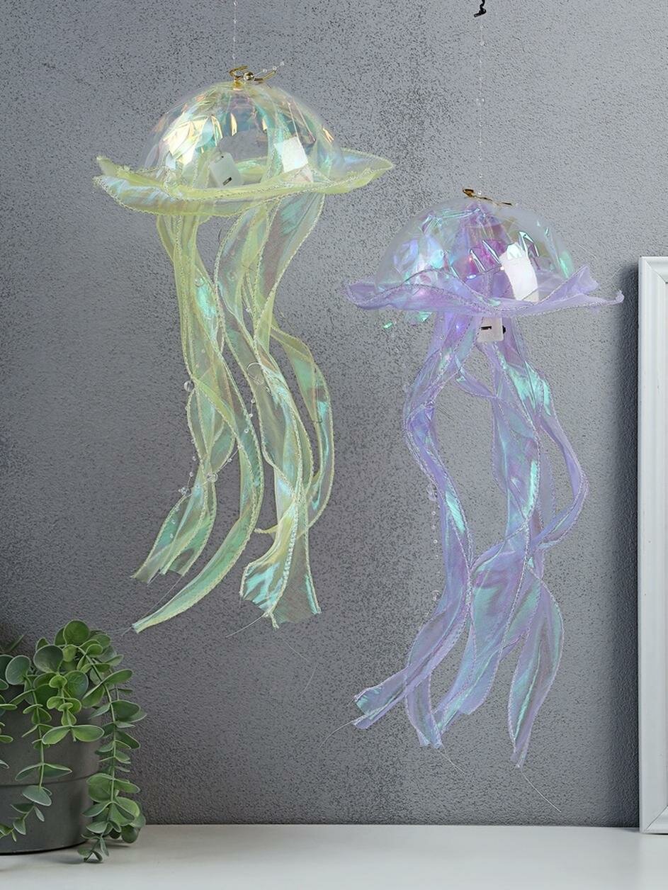 Набор фигурок световых «Медузы», 2 шт, подвесные, LED-ночник, RGB, 3×AG13, 20×20×50 см