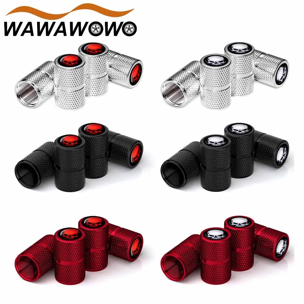 4 шт, колпачки для ниппелей колес Black-BlackRed