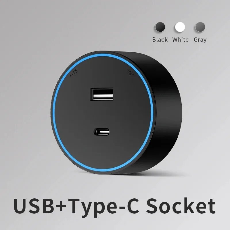 USB Type C + USB Розетка Black
