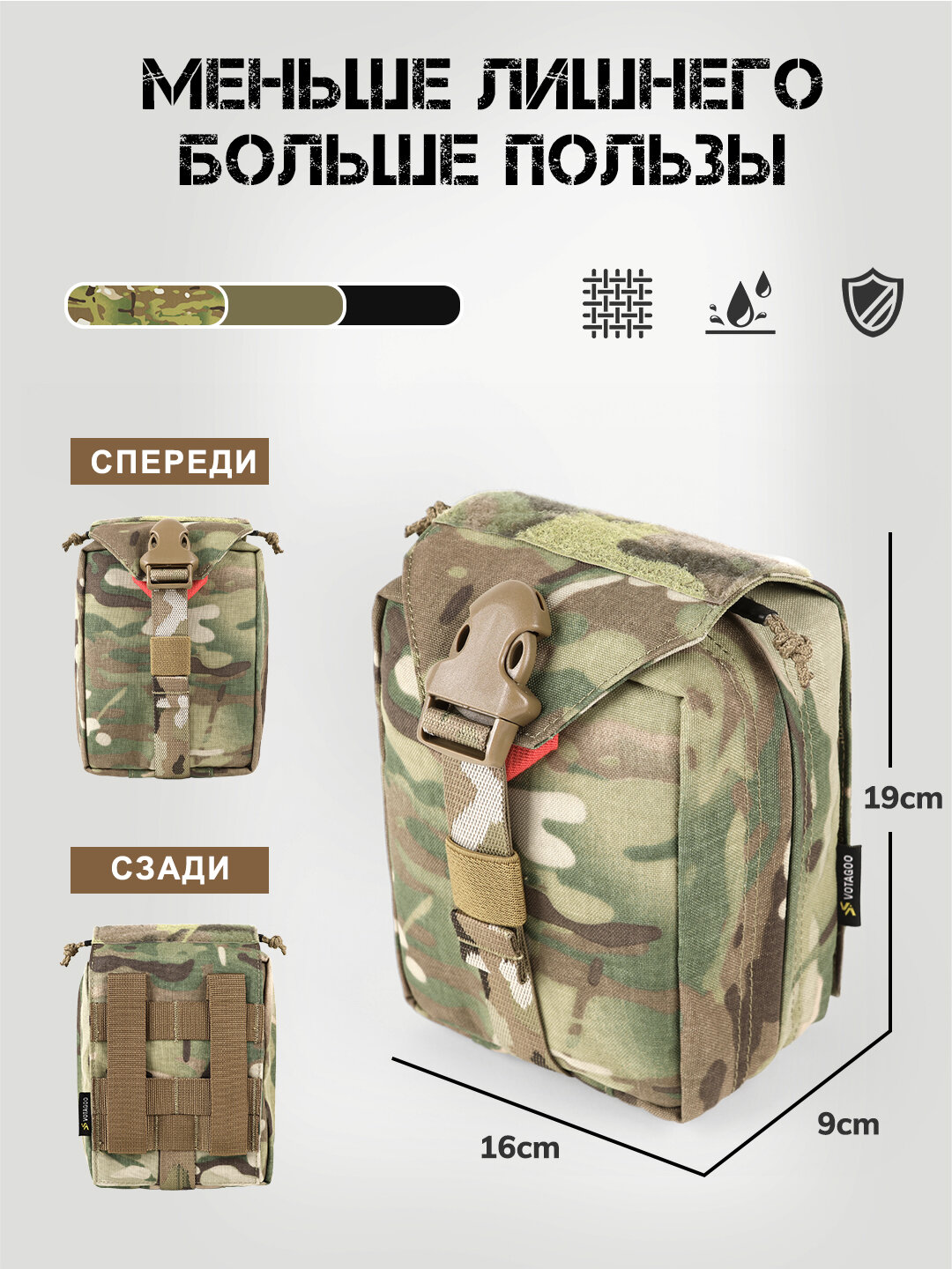 VOTAGOO Тактический IFAK подсумок, медицинский MOLLE pouch, аптечка для первой помощи