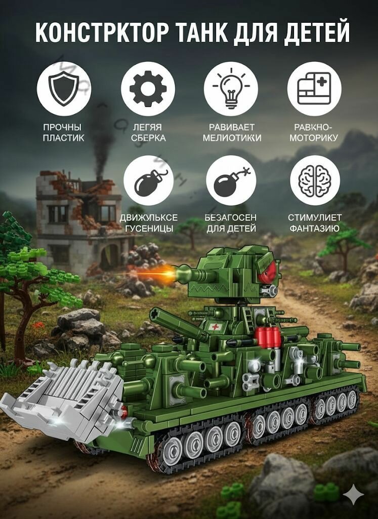 Пластиковый конструктор/ большой танк КВ44T