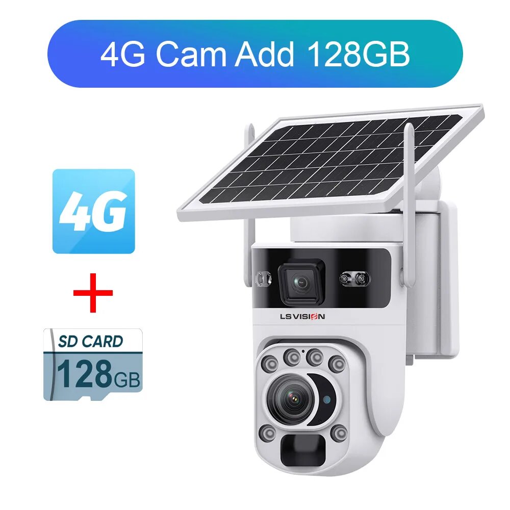 LS VISION 12MP 60X Оптический Зум Солнечная Камера Безопасности На улице 4G/WiFi Двойной Экран Двусторонняя Речь Автоматическое Отслеживание CCTV Камера Приложение Ubox