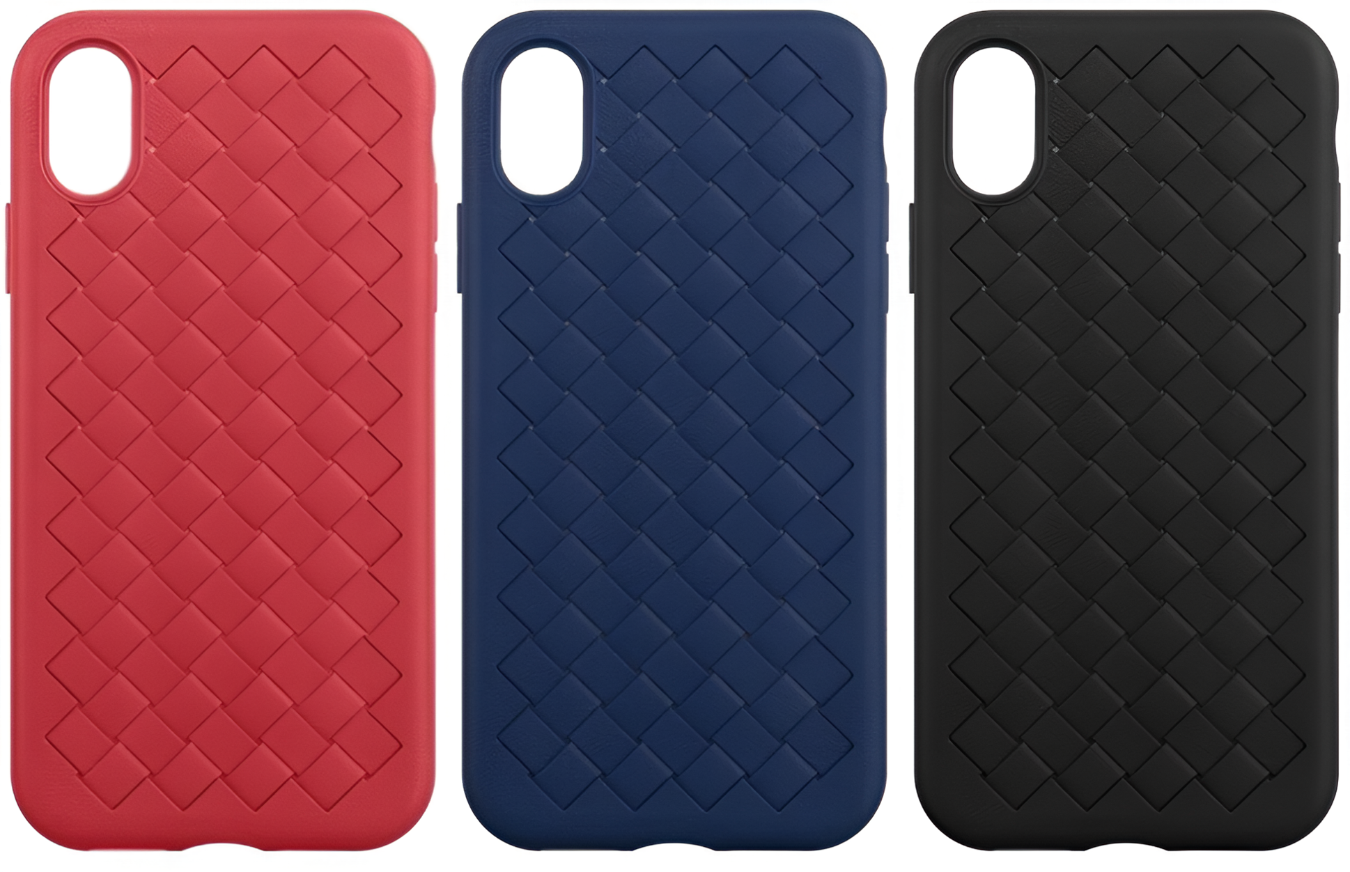 Чехол-накладка для Apple iPhone XR, плетение, TPU под кожу, черный Premium TPU 1.2mm