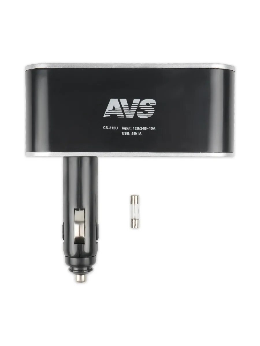 Прикуриватель 3 гнезда USB черный CS312U