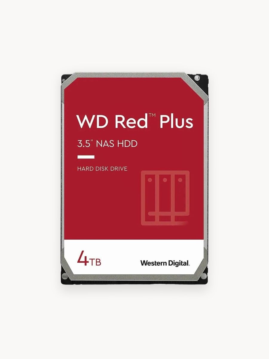 Внешний жесткий диск WD Red Plus WD40EFPX, 4ТБ, HDD, SATA III, 3.5" 185 МБ/с, 256 МБ