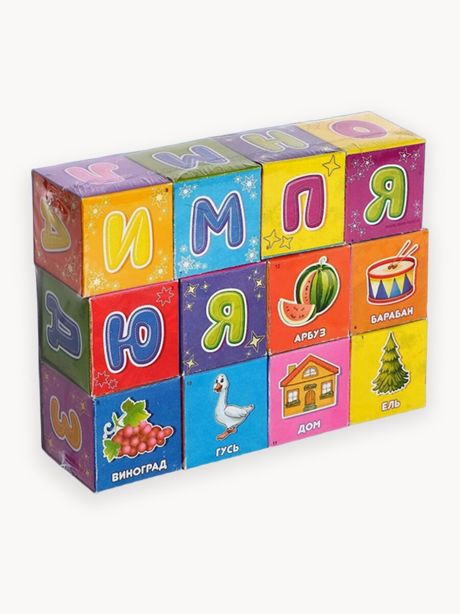 Кубики «Азбука», 12 шт, по методике Монтессори