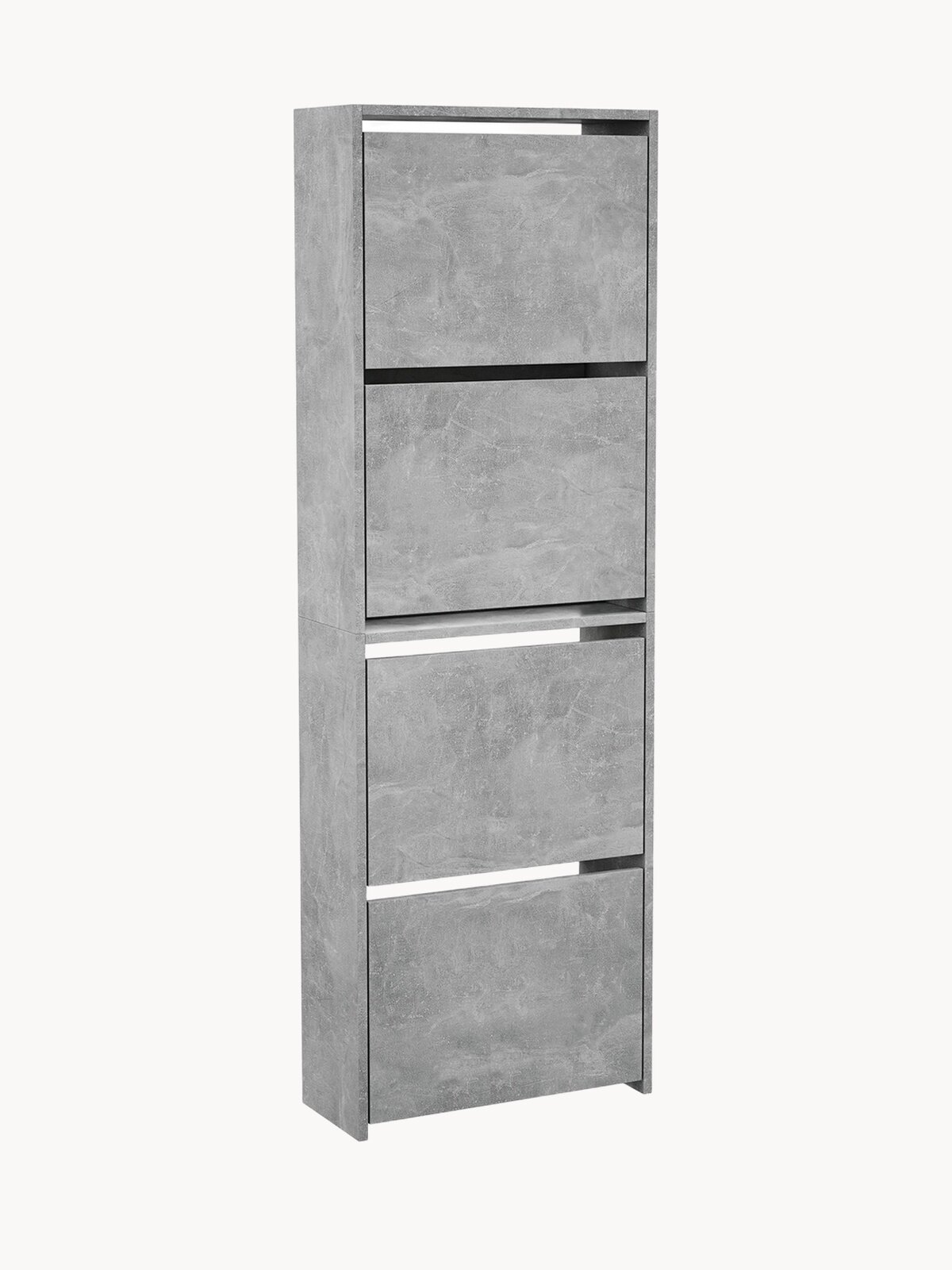 Обувница Лаура-8 бетон в прихожую, тумба для обуви, закрытая деревянная, этажерка, полки, высокая ЛДСП, галошница