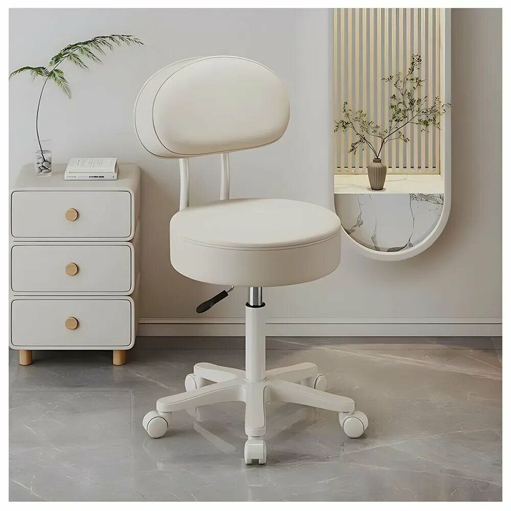 Стул Для Красоты, Стул Мастера Со Спинкой И Регулировкой Высоты, На Колесиках, 1 Шт TC