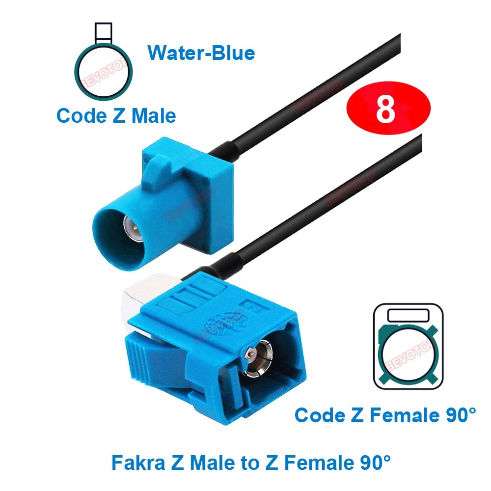 BEVOTOP Fakra Z удлинитель GPS антенны RG174 10м синего цвета 80CM, Fakra Z M to Z F90