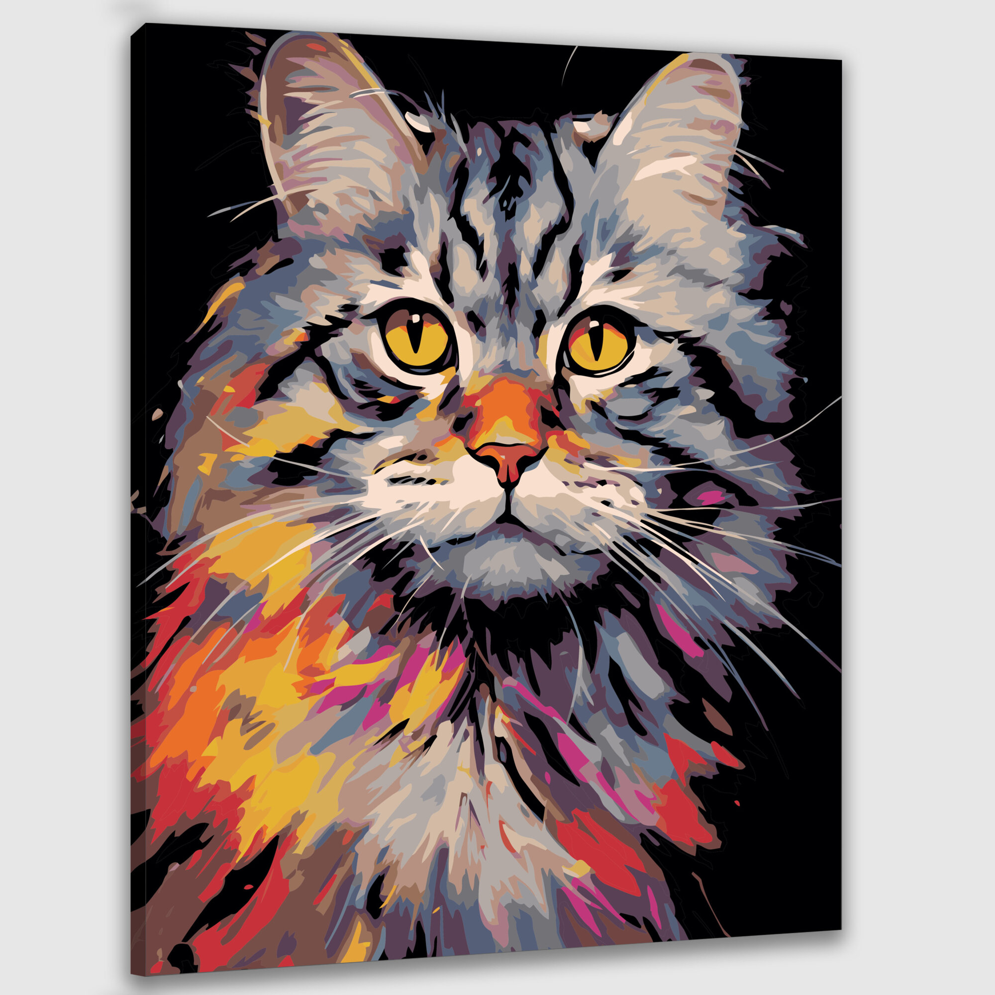 Картина по номерам 40x50 см, акриловая картина, кот Манул, загадочные глаза, смелые мазки, яркая цветовая палитра
