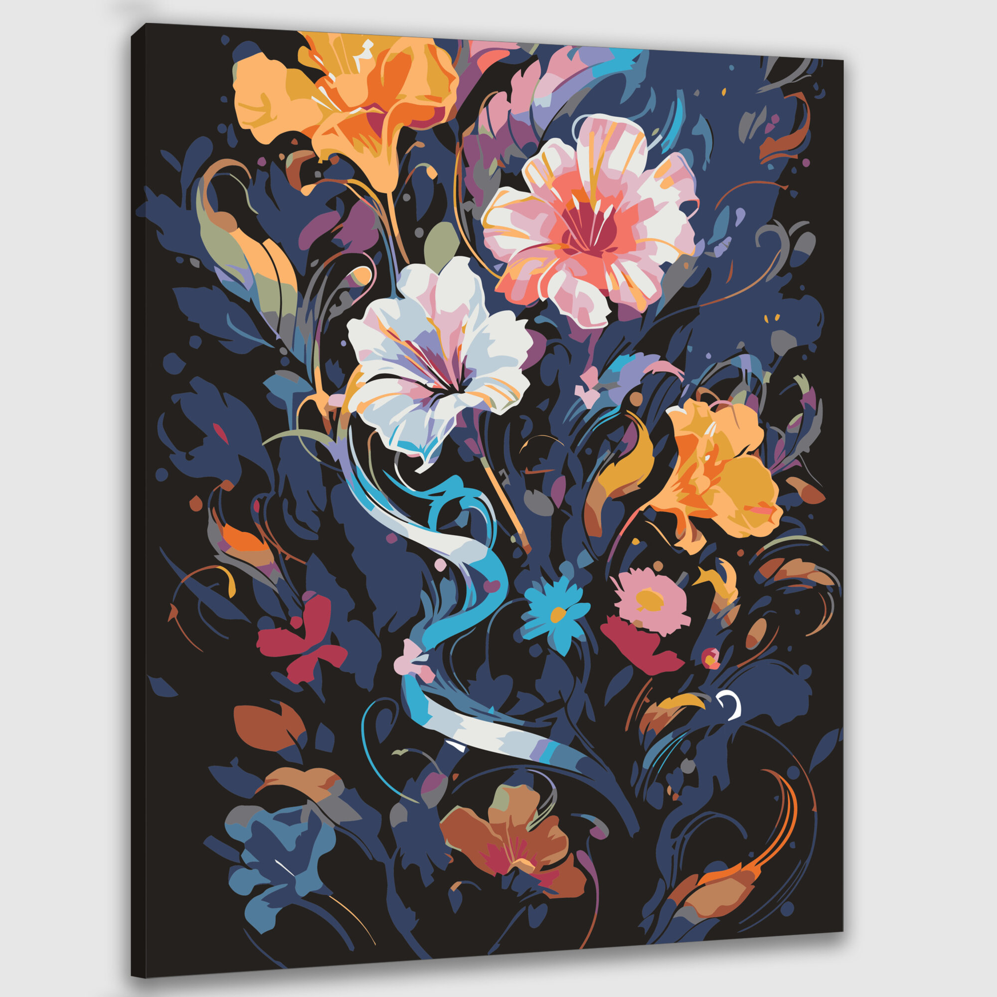 Картина по номерам 40x50 см, цифровая иллюстрация, симфония цветов, гармоничная мелодия, формы, ноты