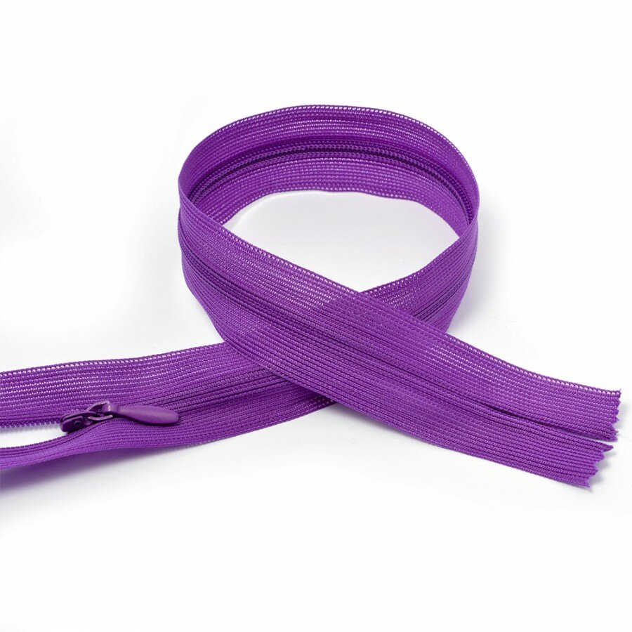 Молния MaxZipper пласт. потайная N3 60см н/р цв. F339 т. сиреневый уп.50шт