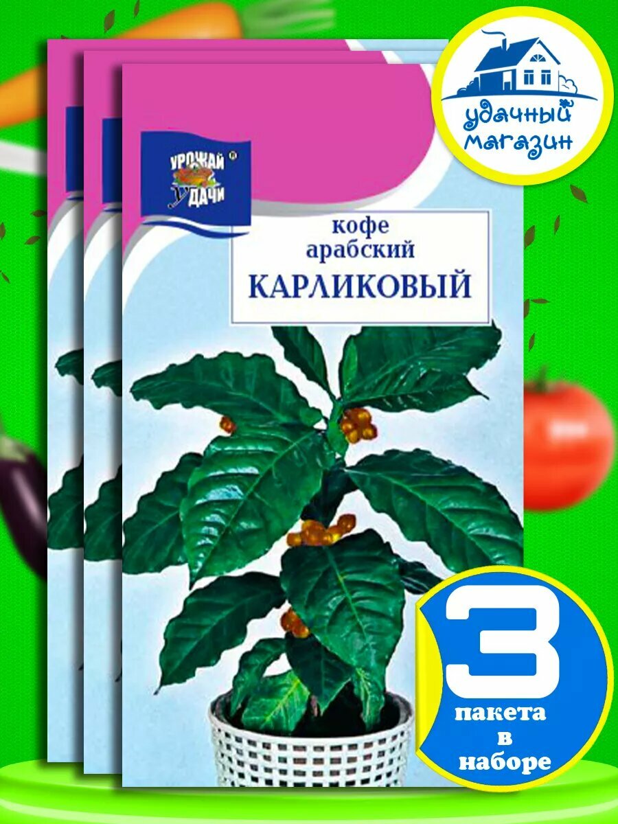 Семена Урожай Удачи "Кофейное дерево", комнатные, многолетние, 3 шт