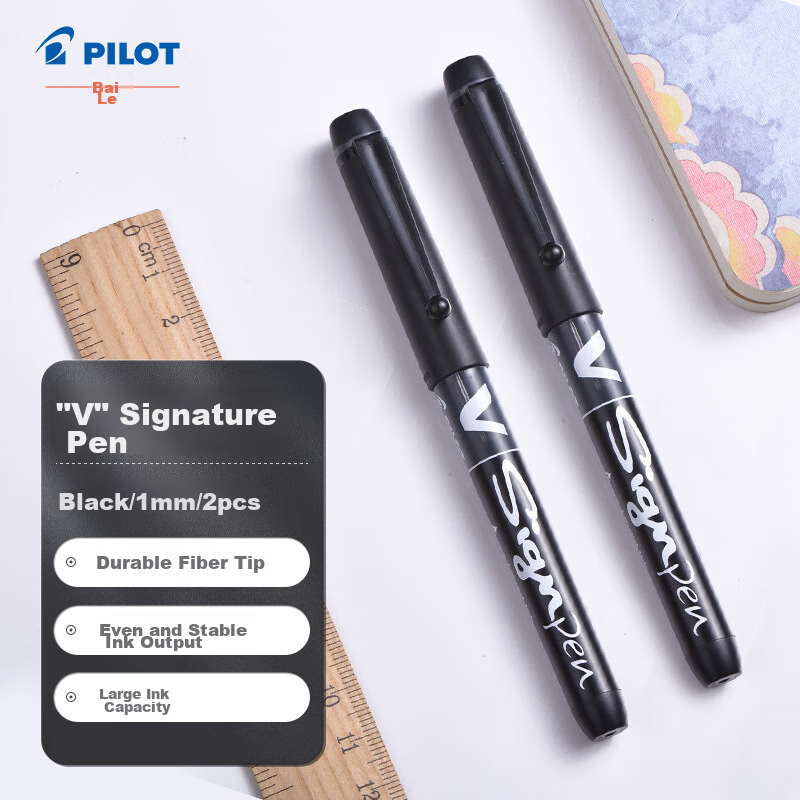 PILOT Gel Ink Pen, Signature Pen, Drawing Pen, Student And Office Pen, SW-VSP Soft Tip Signature Pen, 1.0mm, Black, 2-Pack
