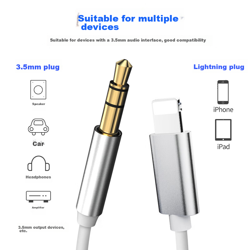 Liantuo, Compatible with Apple AUX Audio Cable, Car Car Adapter, Car Audio Lightning to 3.5mm Headphone Output Converter Cable, for IPhone 14/13 Phones