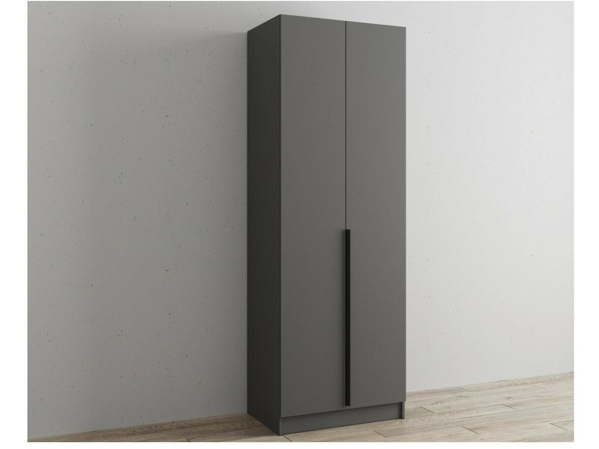 Шкаф 800 для платья, двухдверный, со штангой и двумя полками, ЛДСП, графит серый