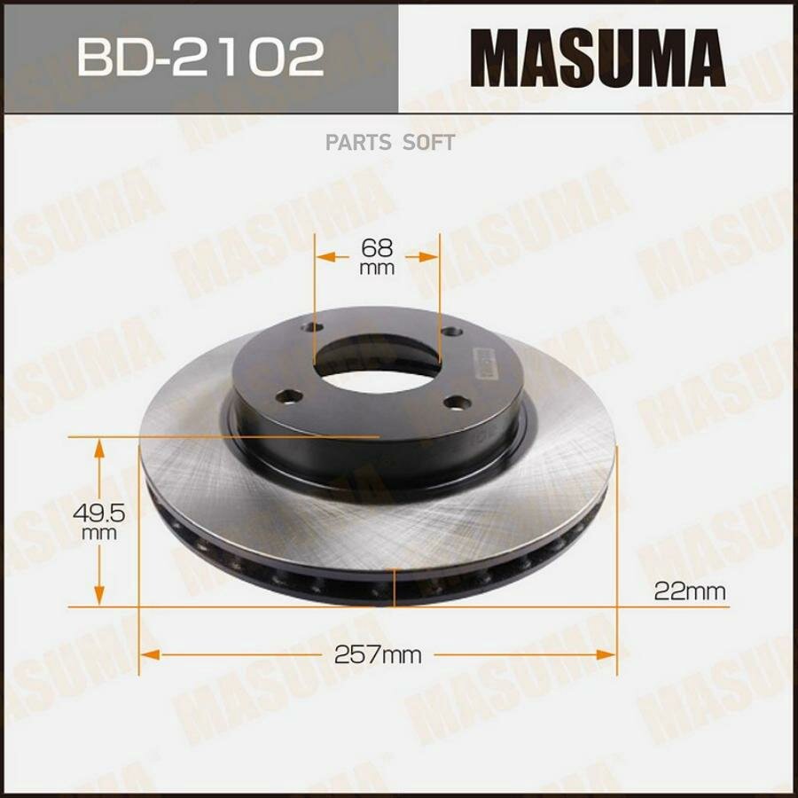 MASUMA BD2102 Диск тормозной MASUMA, front NISSAN WINGROAD, AD / Y11 99-08 [уп.2]